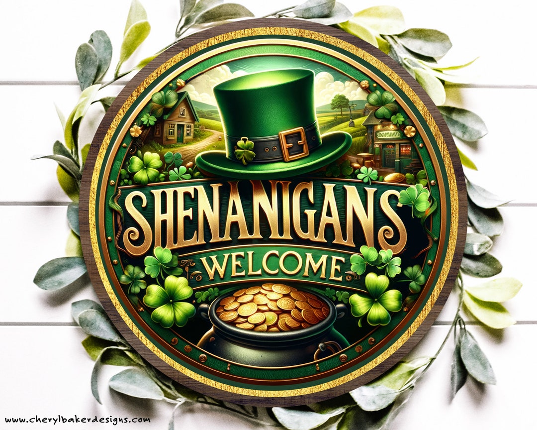 Shenanigans Sign, St. Patricks Day Wreath Signs, St Patricks Day Sign ...