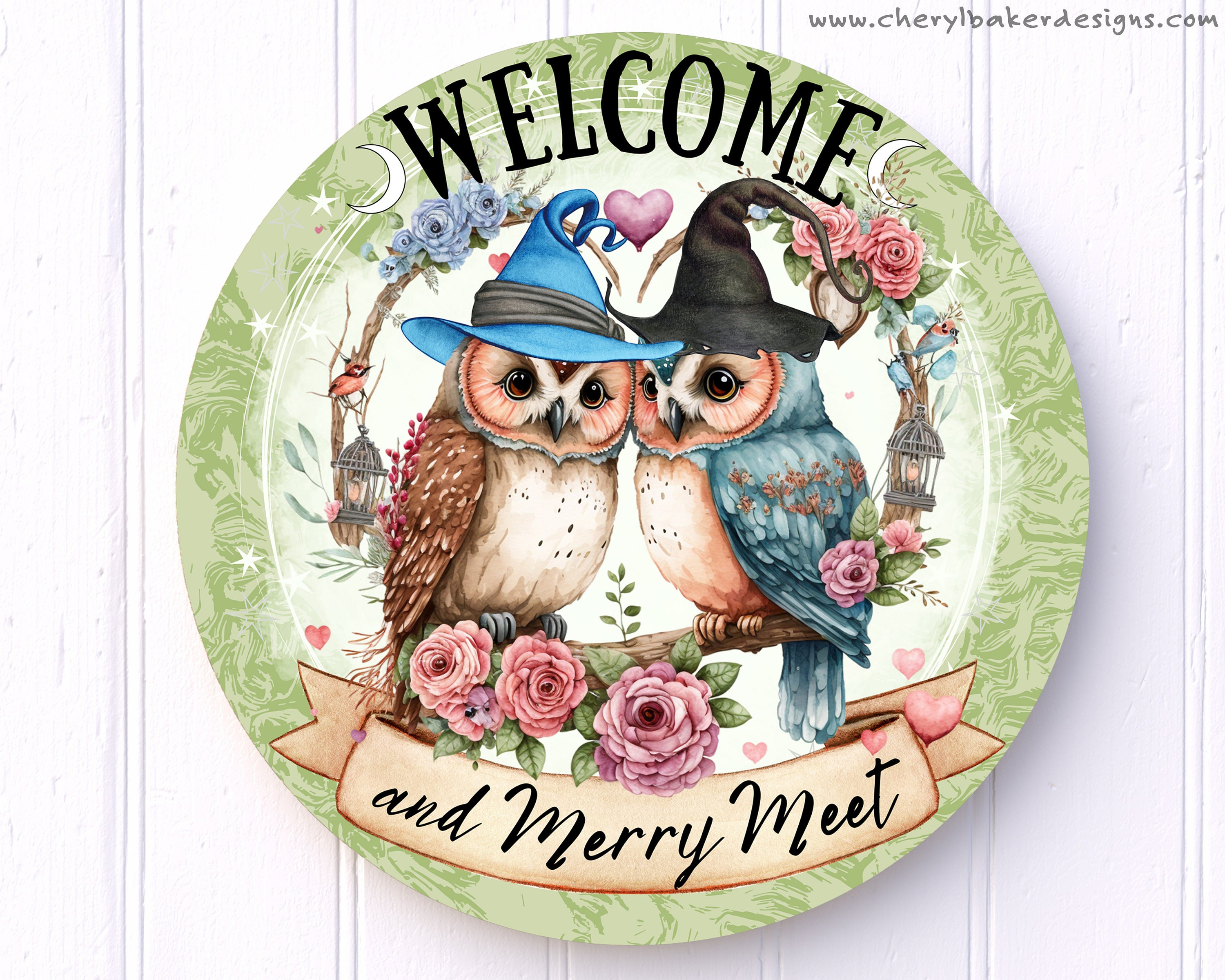 Witches Welcome Sign Pagan Decor Wiccan Wreath Owl Welcome - Etsy