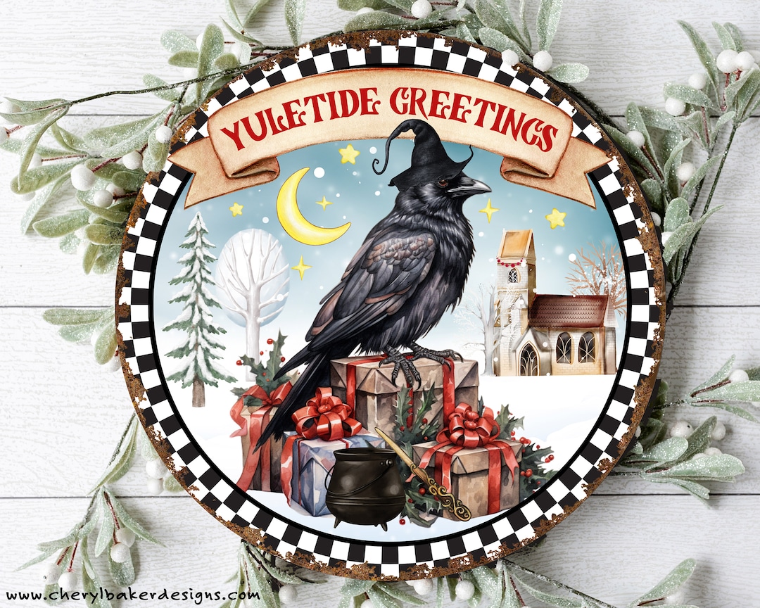 Yuletide Greetings, Yule Decoration, Yule Wreath Sign, Wicca Yule Decor ...