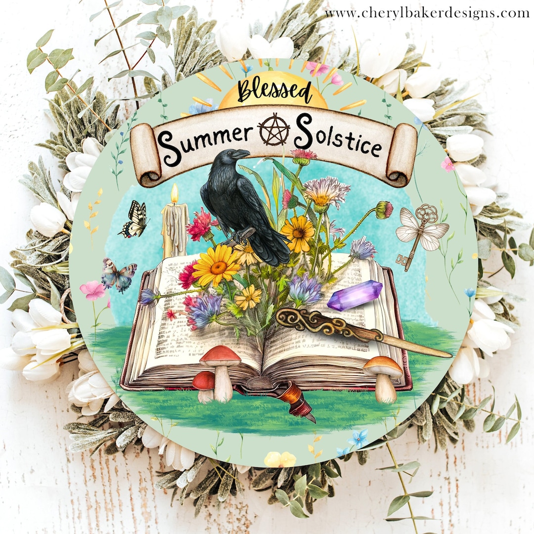Summer Solstice Wreath Sign, Pagan Calendar, June Solstice Art, Pagan ...
