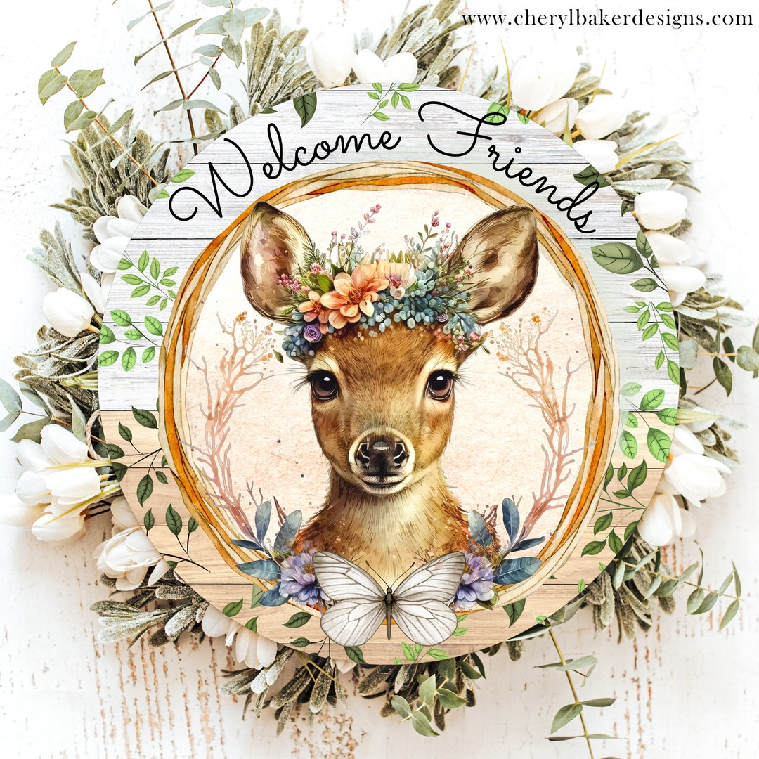 Deer Welcome Sign, Doe Ornament for Door, Enchanted Forest Sign ...