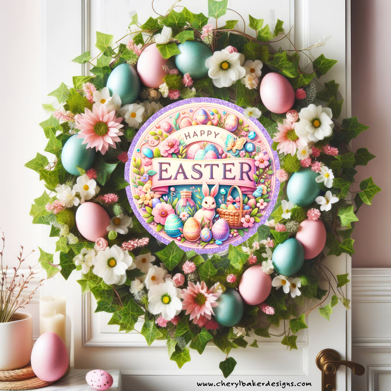 Easter Wreath Signs, Easter Wreath Attachments, Happy Easter Sign for ...