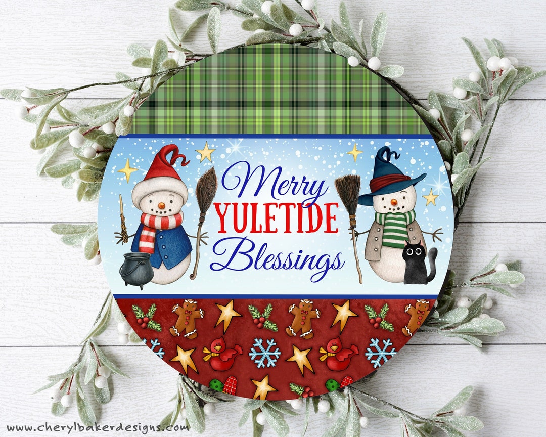 Yule Decoration, Yule Wreath Sign, Yule Decor Pagan, Yuletide Blessing ...