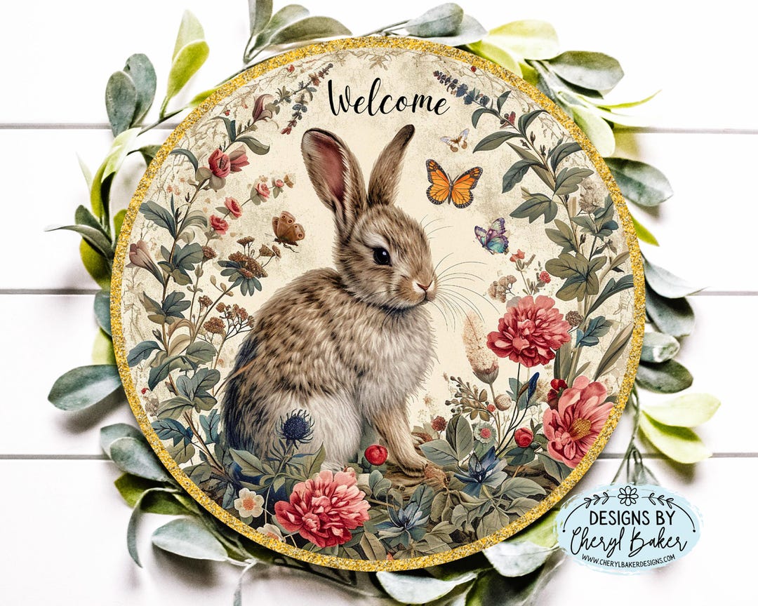 Rabbit Welcome Sign, Butterfly Welcome Sign Butterfly Themed Welcome ...