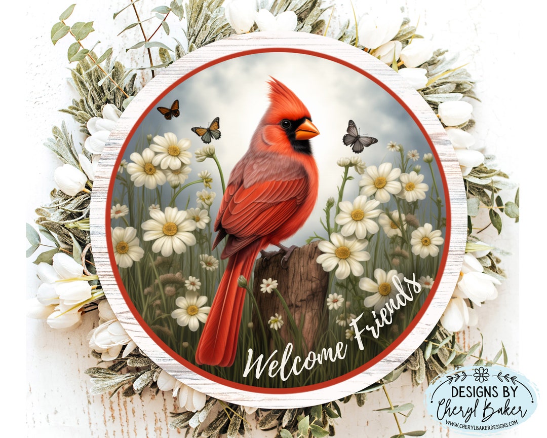 Cardinal Signs for a Wreath, Cardinal Wreath Sign, Welcome Friends Sign ...