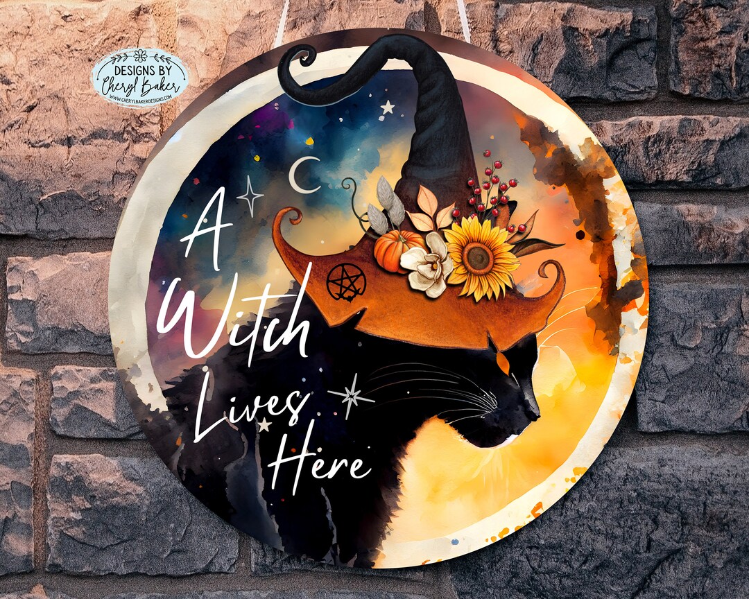 A Witch Lives Here Sign, Pagan Door Decor, Wicca Door Sign, Witchy Door ...