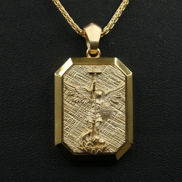 St Michael Gold Necklace for Men - Etsy