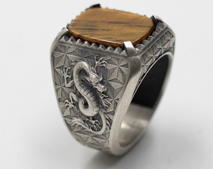 Gemstone Dragon Ring With Natural Labradorite // 925 Sterling Silver ...