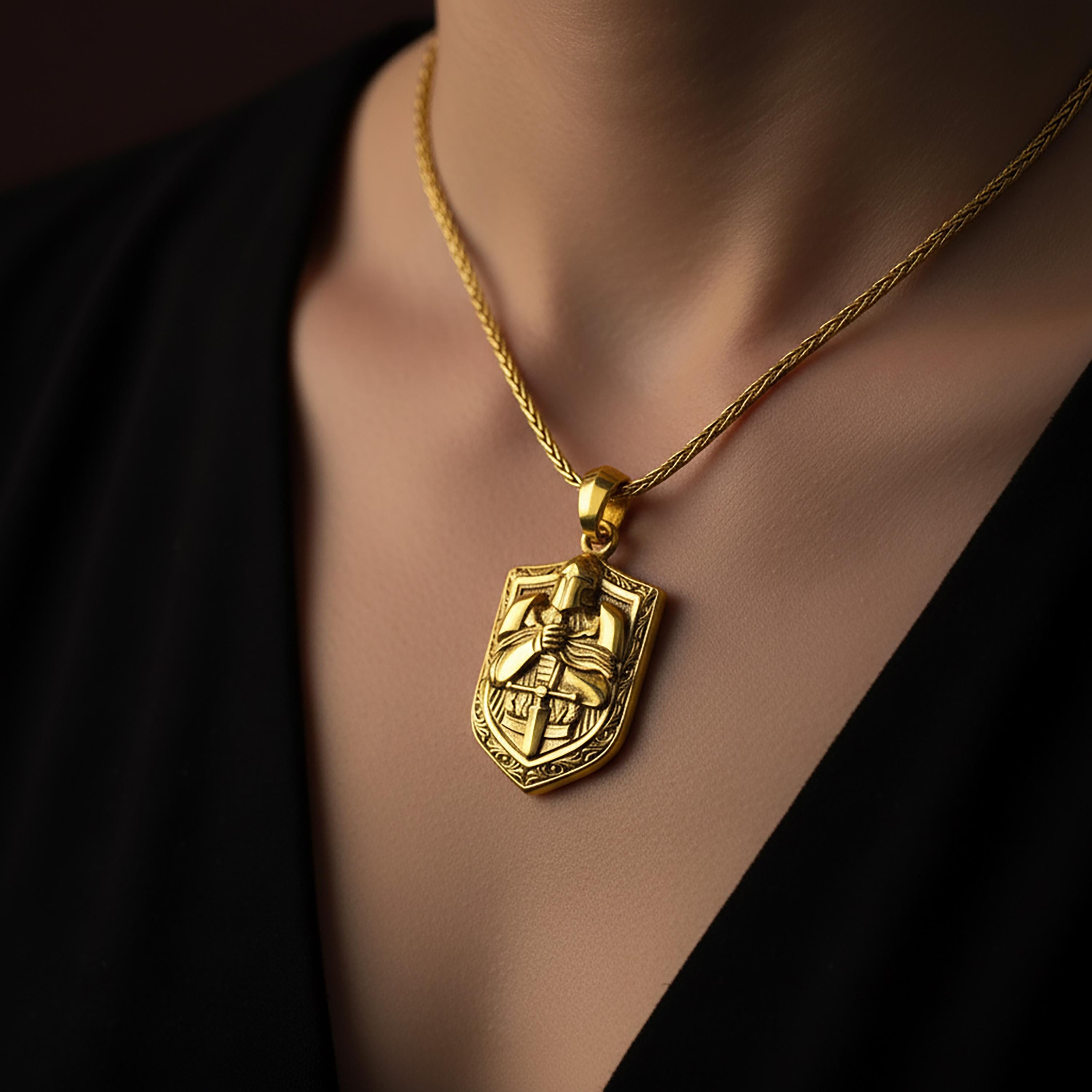 Crusader Knight Pendant, Sword Holder Necklace, Medieval Jewelry ...