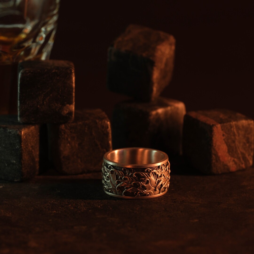 Wave Pattern Ring, Ocean Inspired, Surfer's Jewelry, Tide Design ...