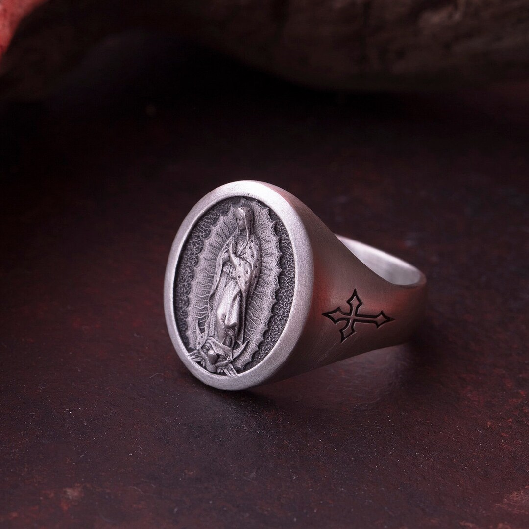 Our Lady of Guadalupe Signet Ring - 925 Silver Virgin Mary Protection ...