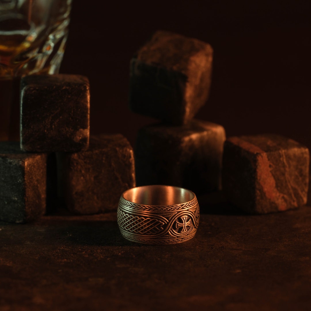 Cross Band Ring, Religious Symbol Band, Spiritual Band Ring, Faith Band ...