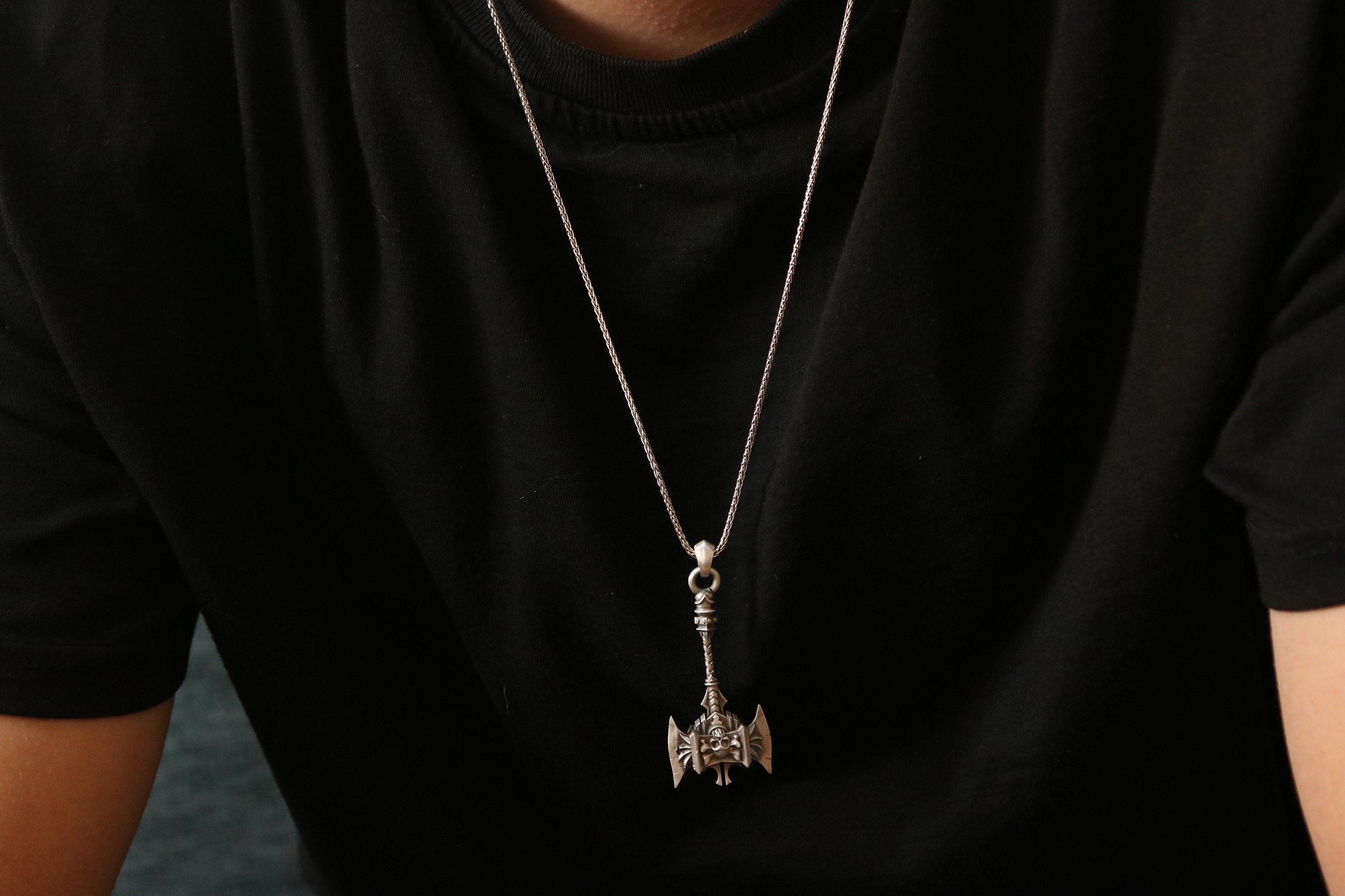 Silver Dwarven Hammer Pendant Dwarf Necklace Fantasy Fiction - Etsy