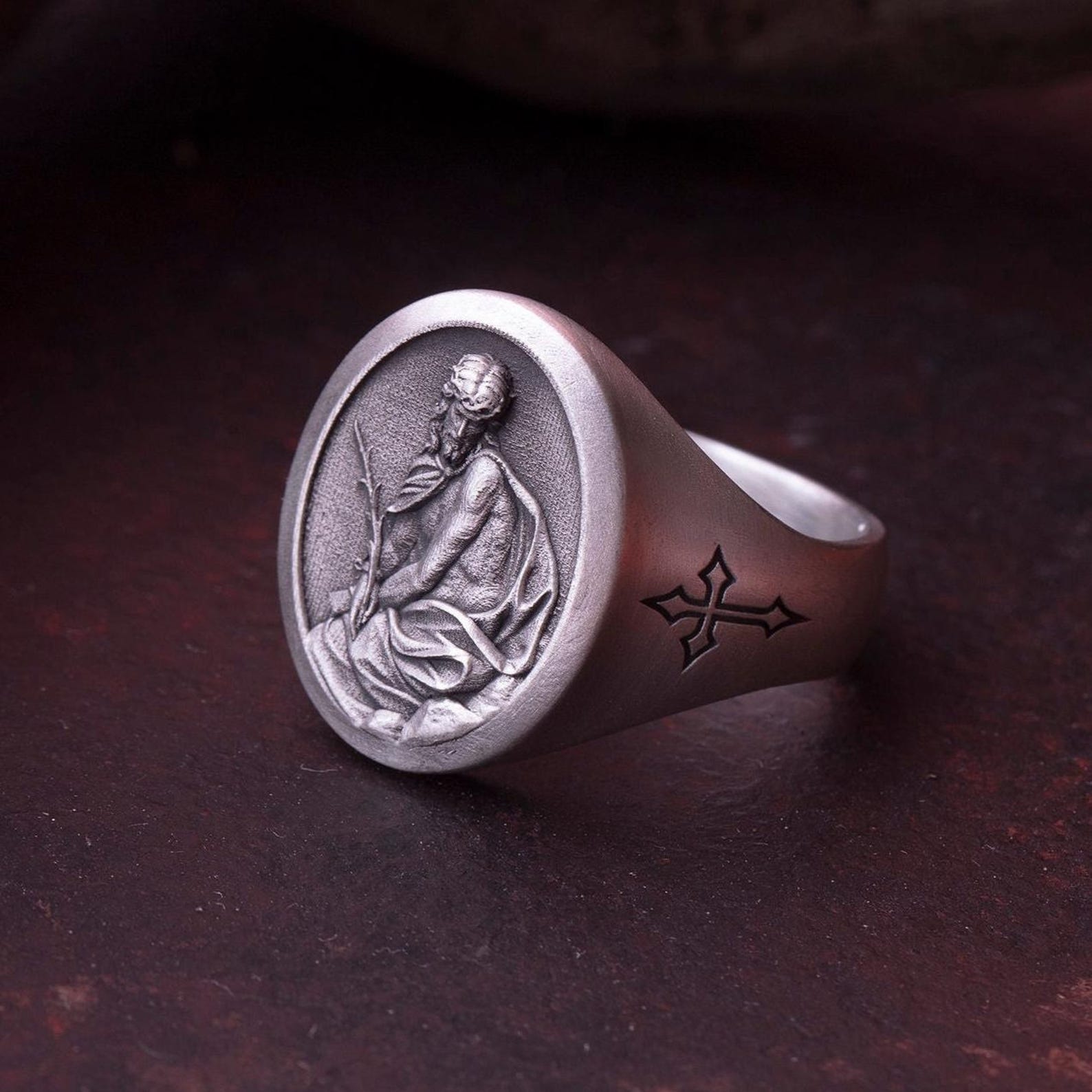 Pensive Christ Signet Ring - 925 Silver Christian Jewelry, Symbol of ...