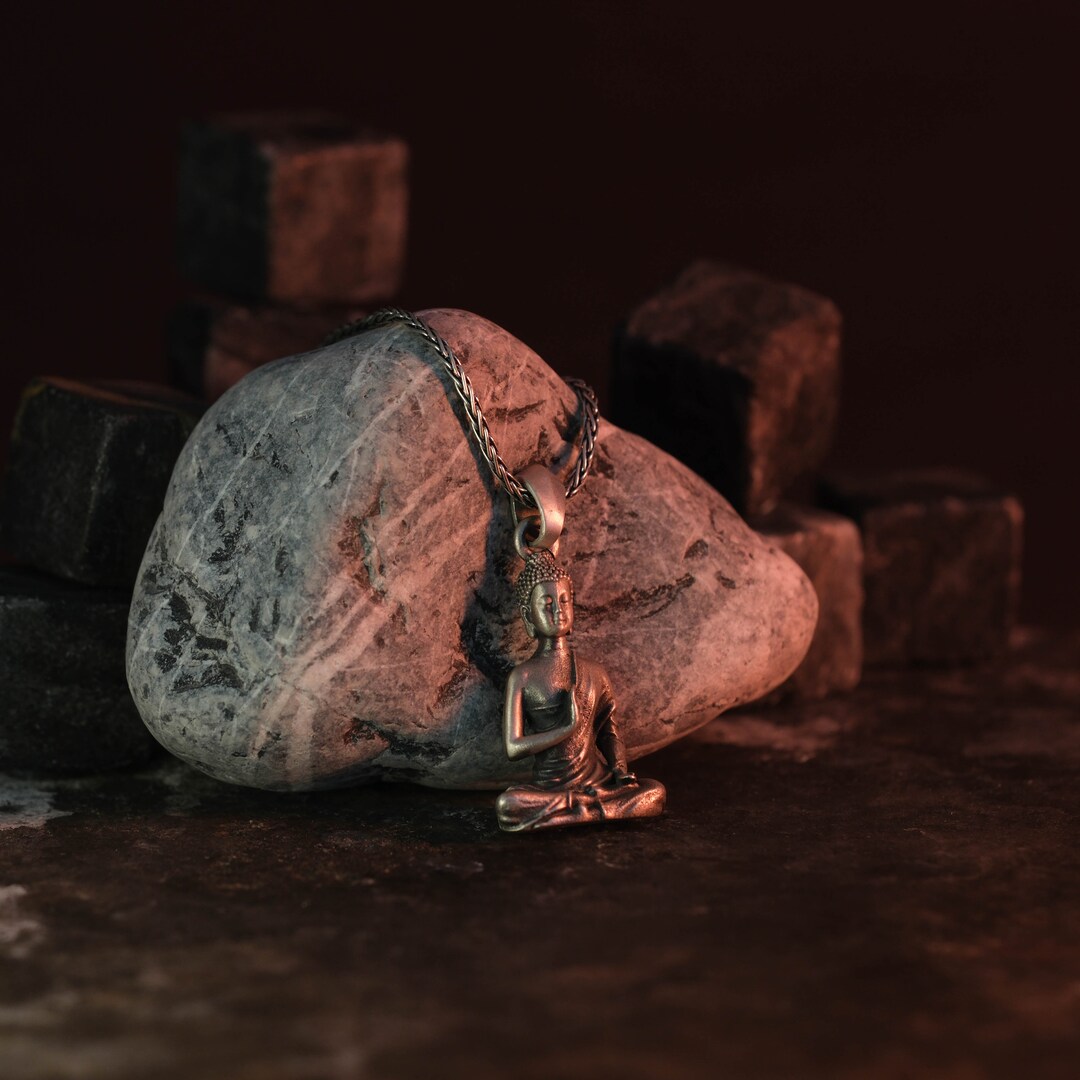 Buddha Pendant, Buddhism Necklace, Serene Jewel, Mindfulness Charm, Zen ...