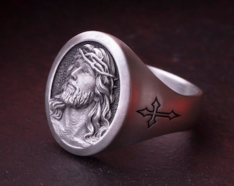 Jesus Christ Ring Silver - Etsy
