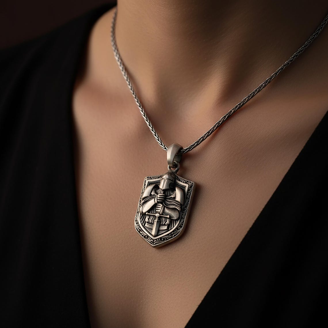 Crusader Knight Pendant, Sword Holder Necklace, Medieval Jewelry ...