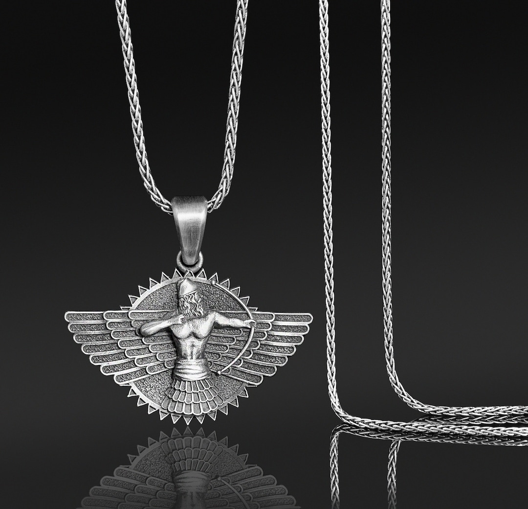 Faravahar Ahura Mazda Handmade Silver Necklace, Ancient Persia Silver ...