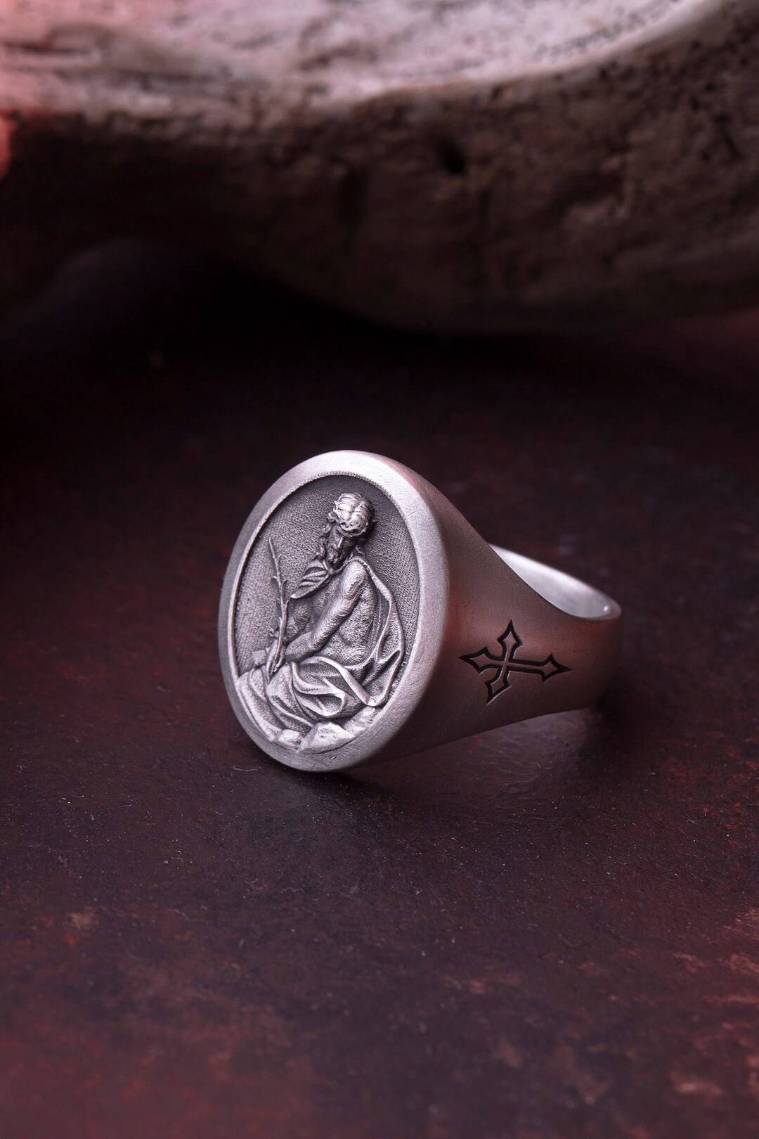 Pensive Christ Signet Ring - 925 Silver Christian Jewelry, Symbol of ...