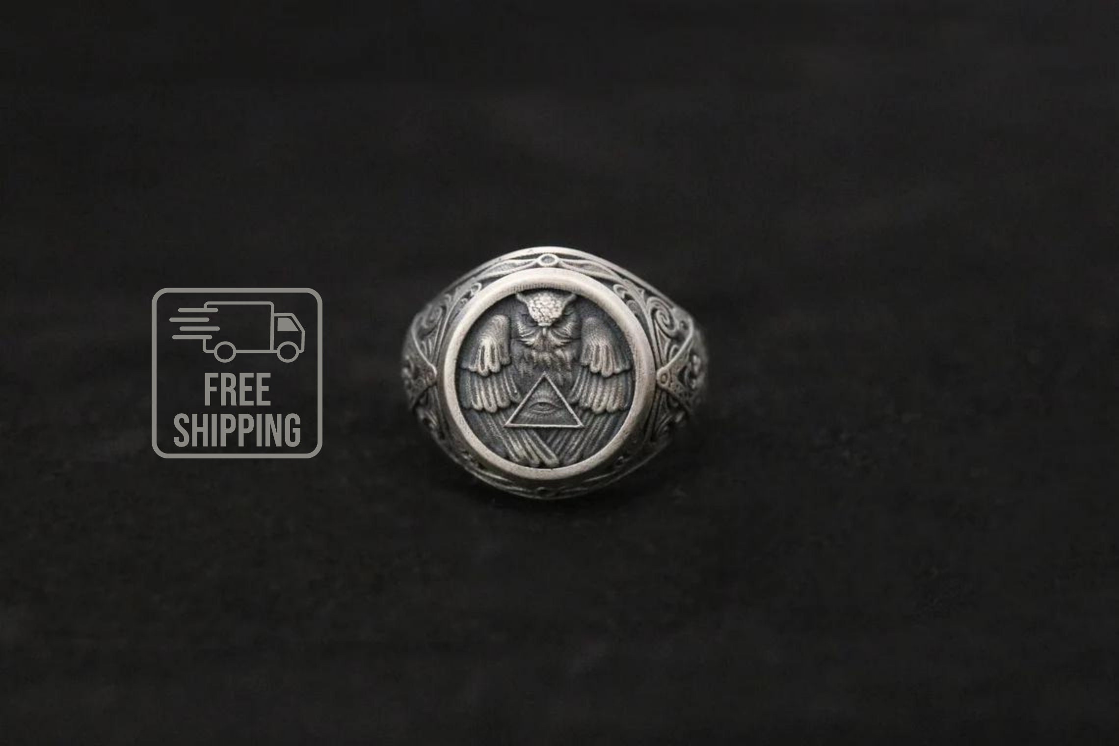 Silver Wise Owl All-seeing Eye of Providence Ring Sterling - Etsy