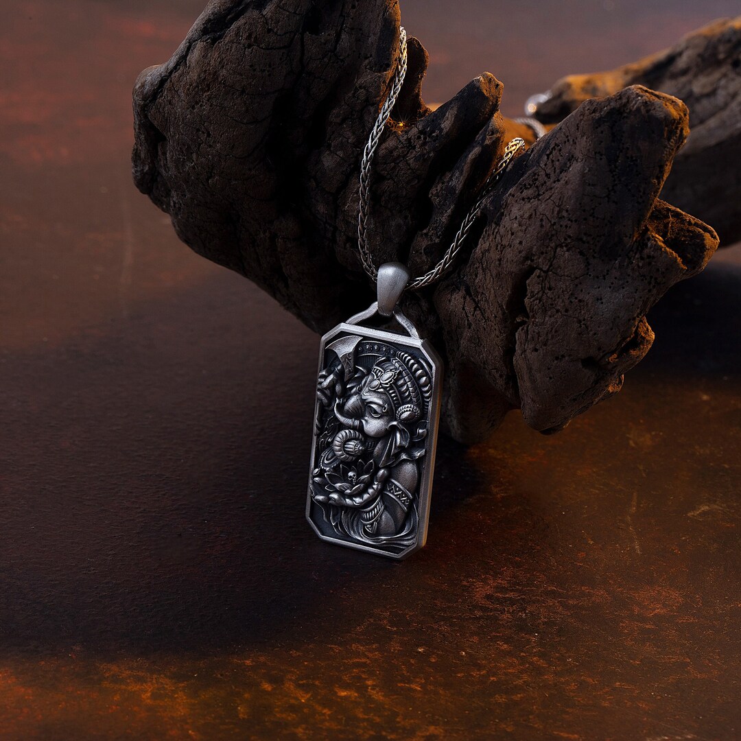 Ganesha Close-up Pendant – Fierce Hindu Deity in Solid Sterling Silver ...