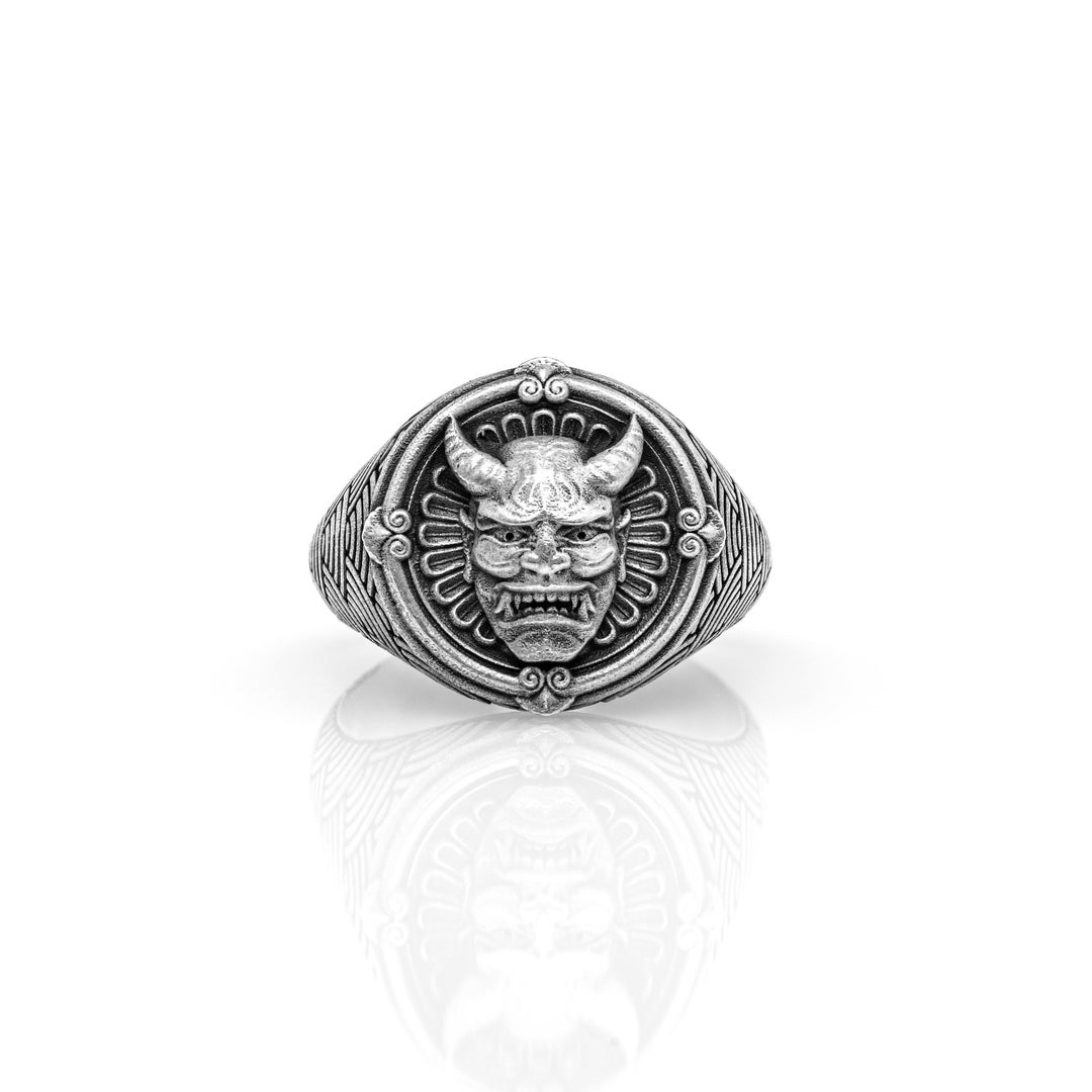 Silver Japanese Oni Ring , Sterling Silver Japanese Mythology Jewelry ...