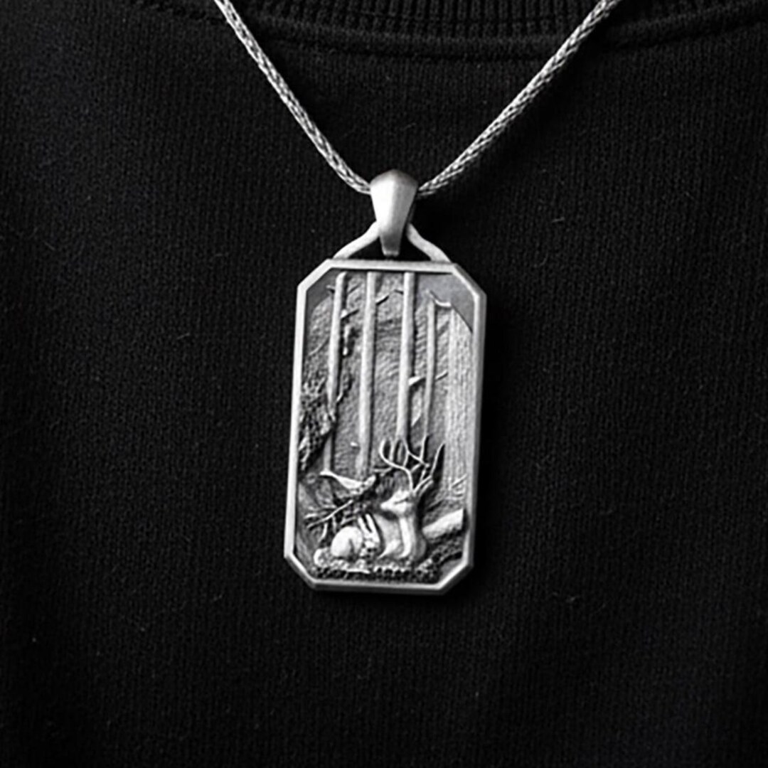 Silver Stag Forest Pendant Necklace – Mythical Deer Wildlife Jewelry ...