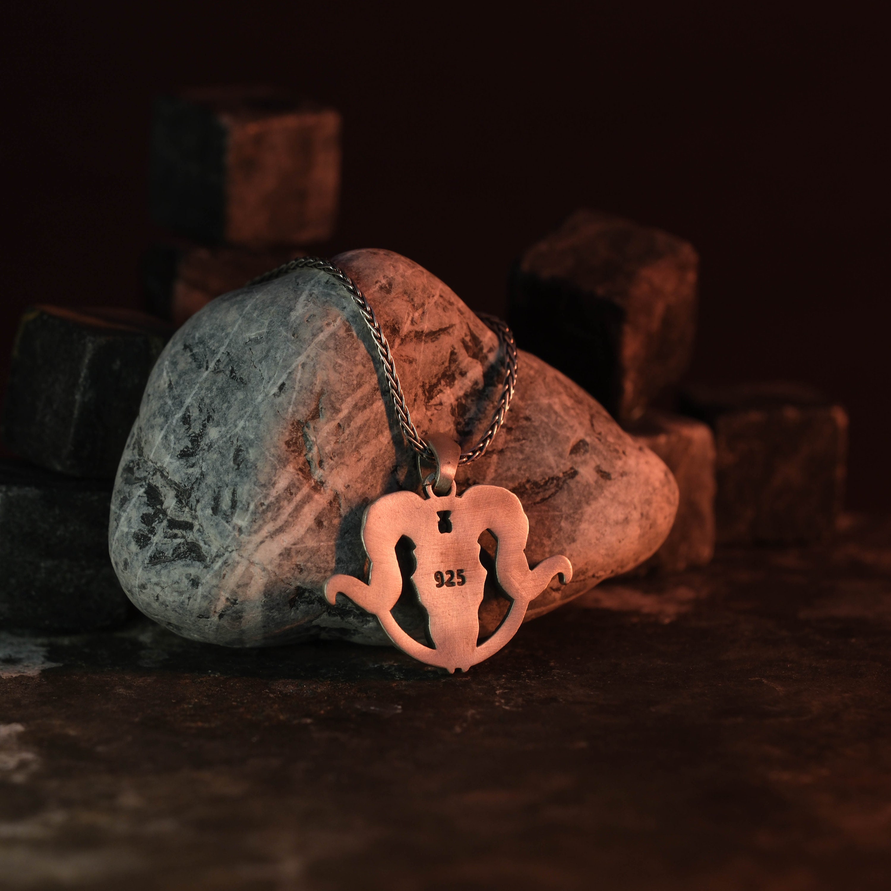 Sterling Silver Ram Skull Charm, Baphomet Pendant, Gothic Occult ...