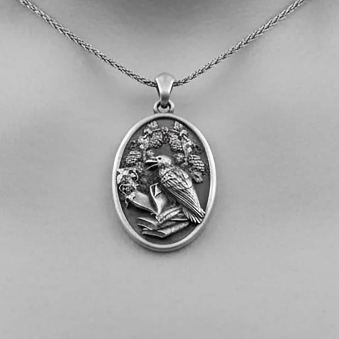 Silver Raven Necklace Crow Pendant | Christmas Gifts | Raven Jewelry ...