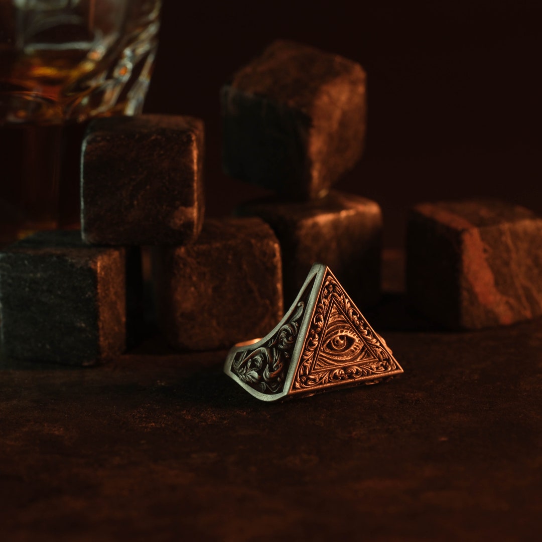 Illuminati Ring, Eye of Providence, Sterling Silver, Triangle Ring ...