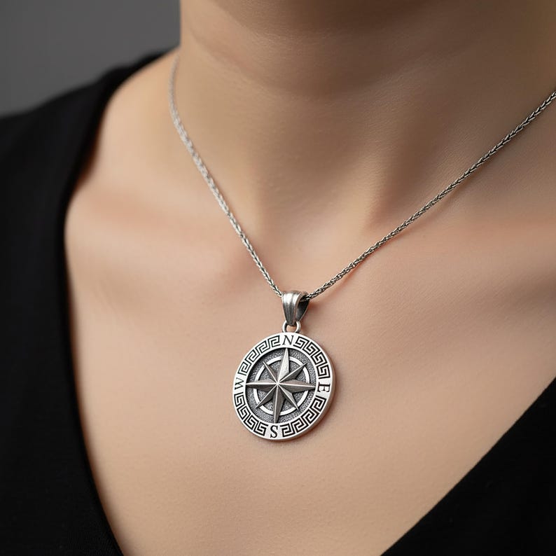 Silver Compass Pendant - Sterling Silver Compass Necklace - Meaningful ...