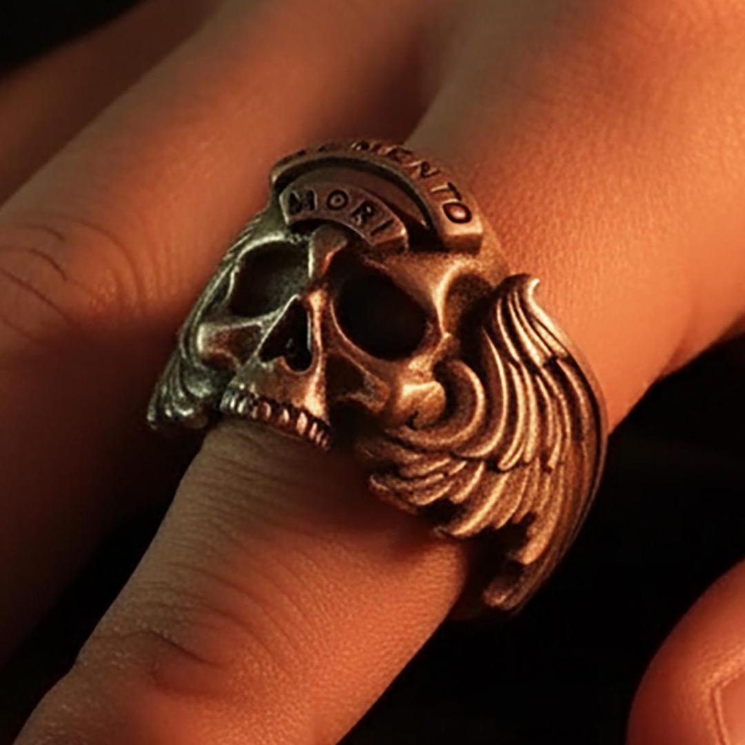 Memento Mori Skull, Winged Skull Ring, Gothic Jewelry, Life Reminder ...