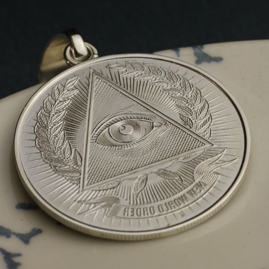 Silver All Seeing Eye of Providence Illuminati Medallion Necklace ...