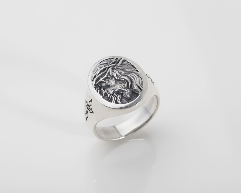 Jesus Crucifixion Ring - 925 Silver Nazareth Cross Signet, Christian ...