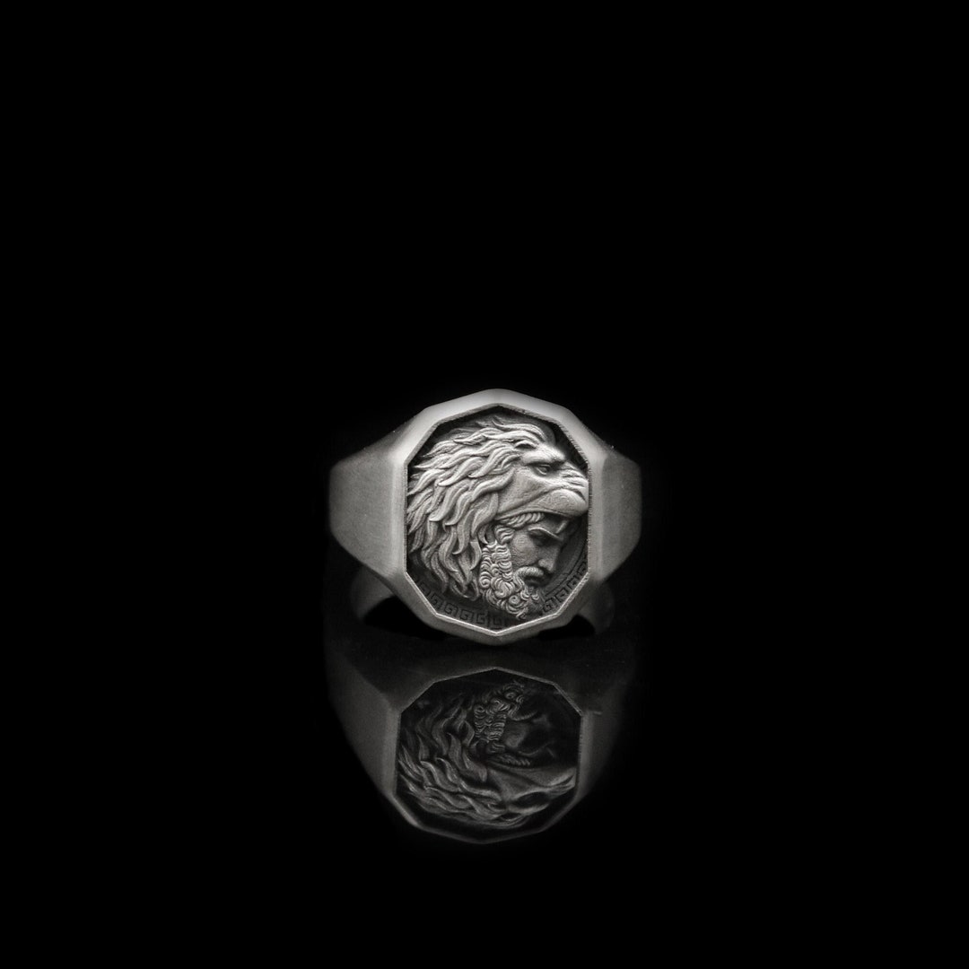 Decagonal Hercules Ring – 925 Silver Herakles Mythology Band ...