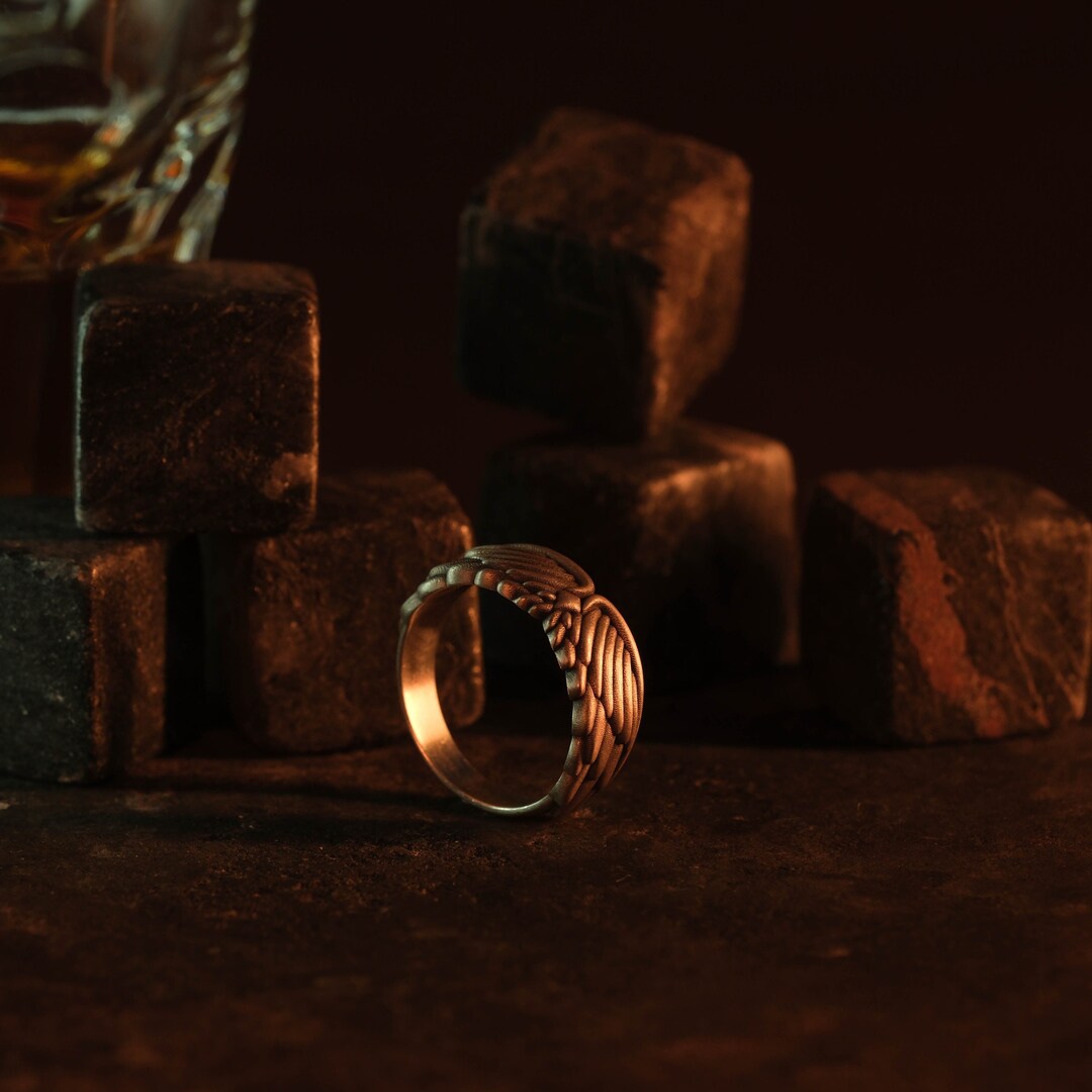 Angel Wings Ring, Divine Ring, Silver Angel Band, Spiritual Jewelry ...