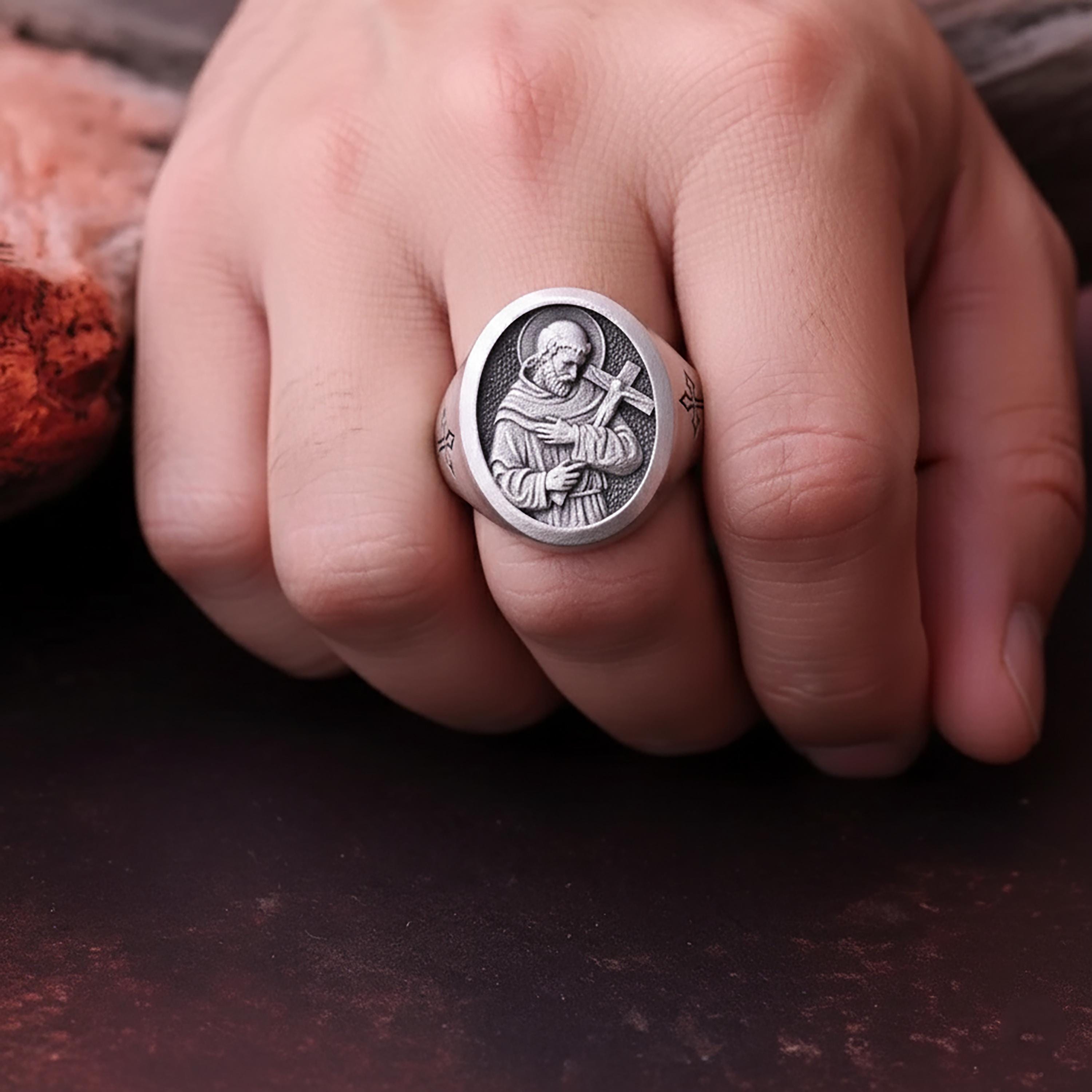 St. Francis of Assisi Ring - 925 Silver Patron Saint of Animals ...