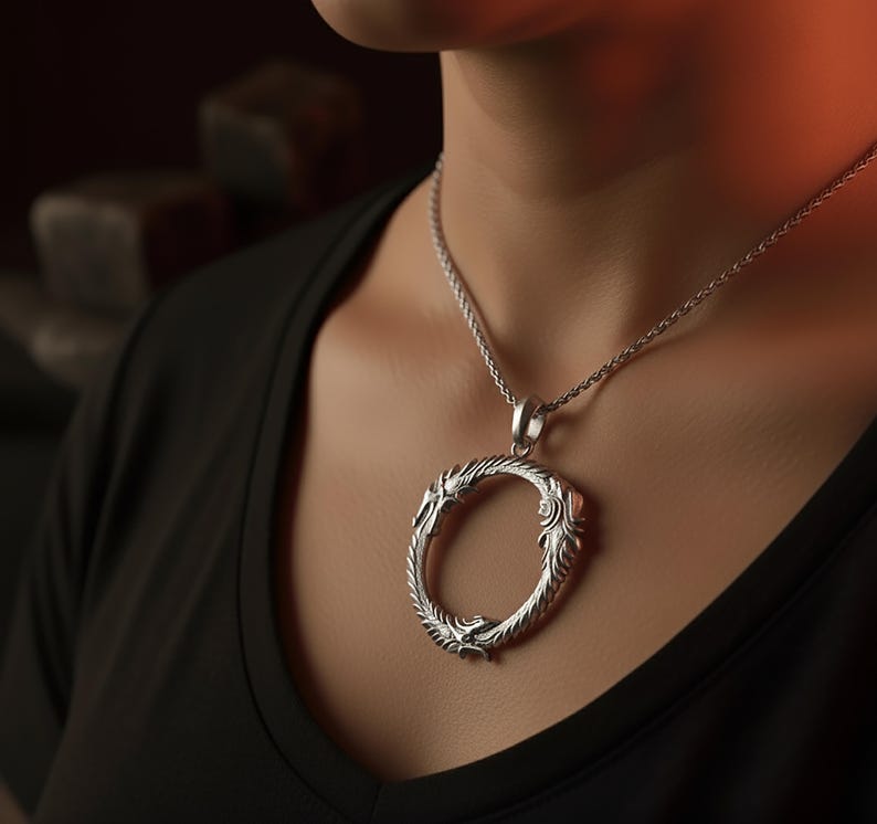 Elder Scrolls Pendant, Dragon Symbol, Gaming Jewelry, RPG Necklace ...
