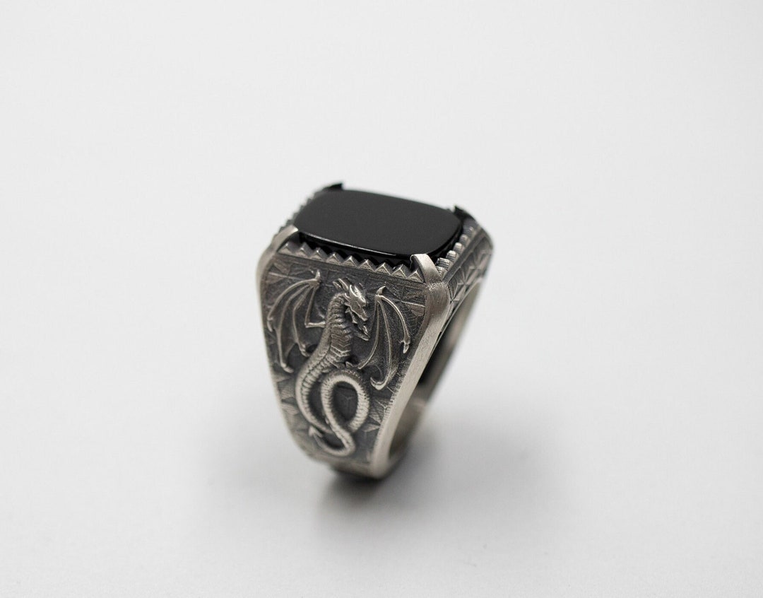 Silver Dragon Ring With Gemstone⋆925 Sterling Silver Dragon Ring for ...