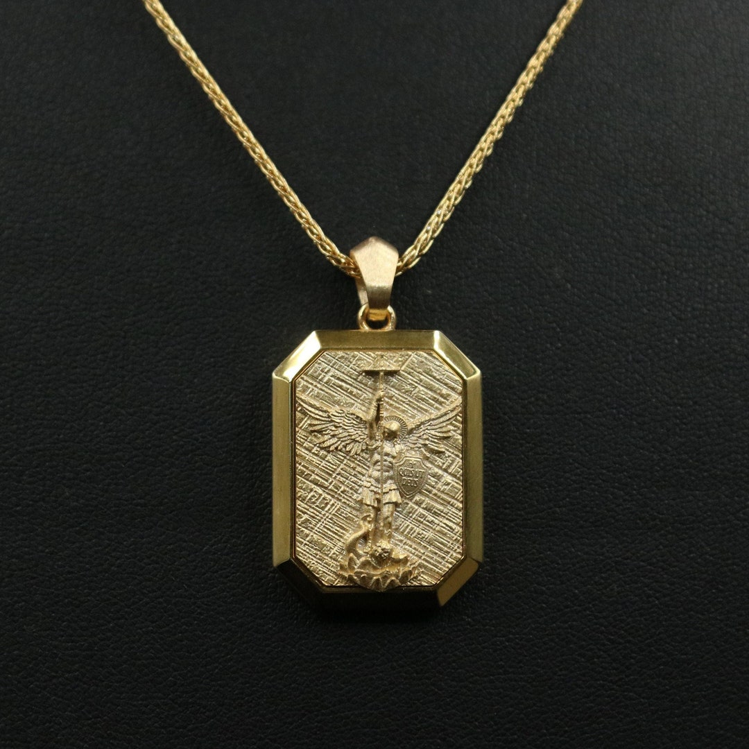 Gold Plated St Michael Archangel Necklace, Religious Amulet - Etsy