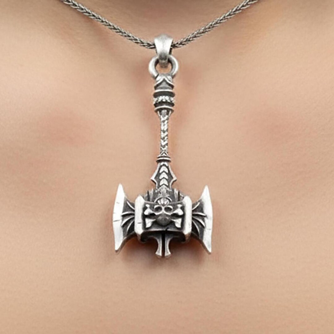 Silver Dwarven Hammer Pendant, Dwarf Necklace Fantasy Fiction Jewelry ...