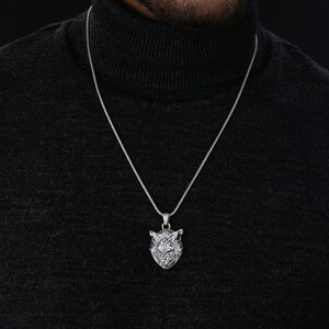 Norse Mythology Fenrir Wolf Handmade Sterling Silver Men Charm Necklace ...
