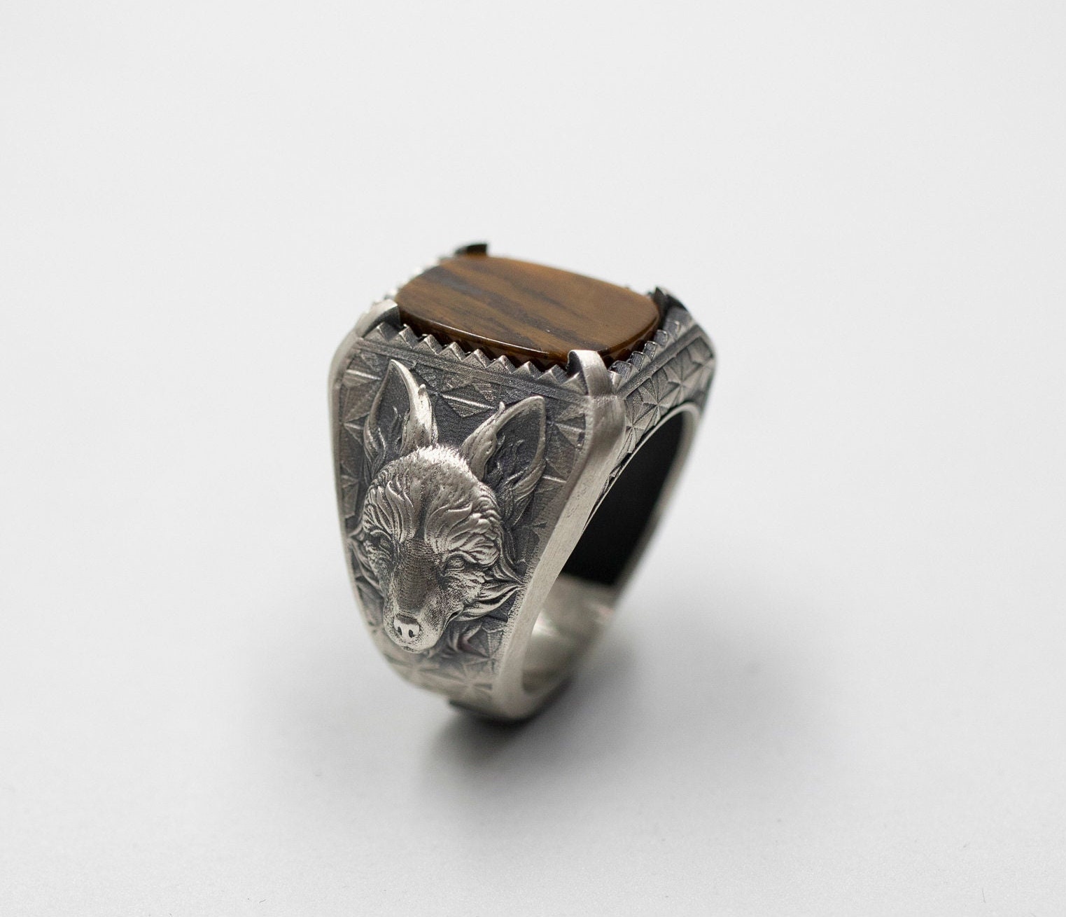 Fox Ring Handmade Oxidized Sterling Silver Men Signet Ring - Etsy