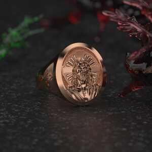 Silver Jesus Christ Signet Ring - 925 Sterling Christian Jewelry ...