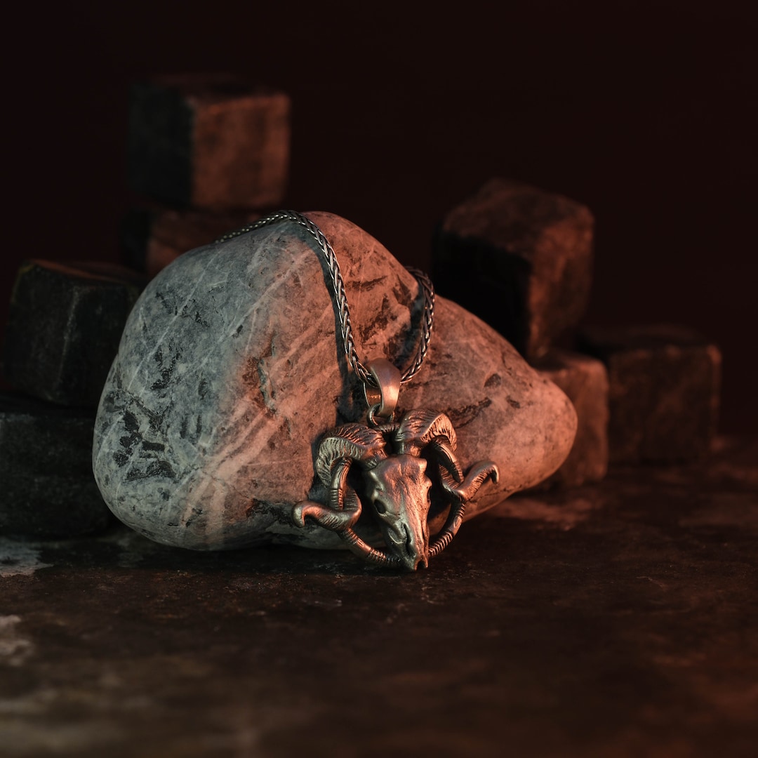 Ram Skull Charm ,baphomet Pendant,satanic Symbol, Occult Necklace ...