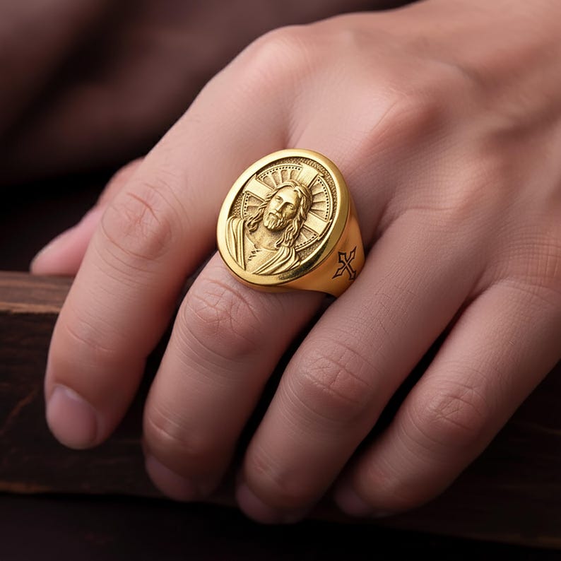 Silver Jesus Christ Signet Ring - 925 Sterling Christian Jewelry ...