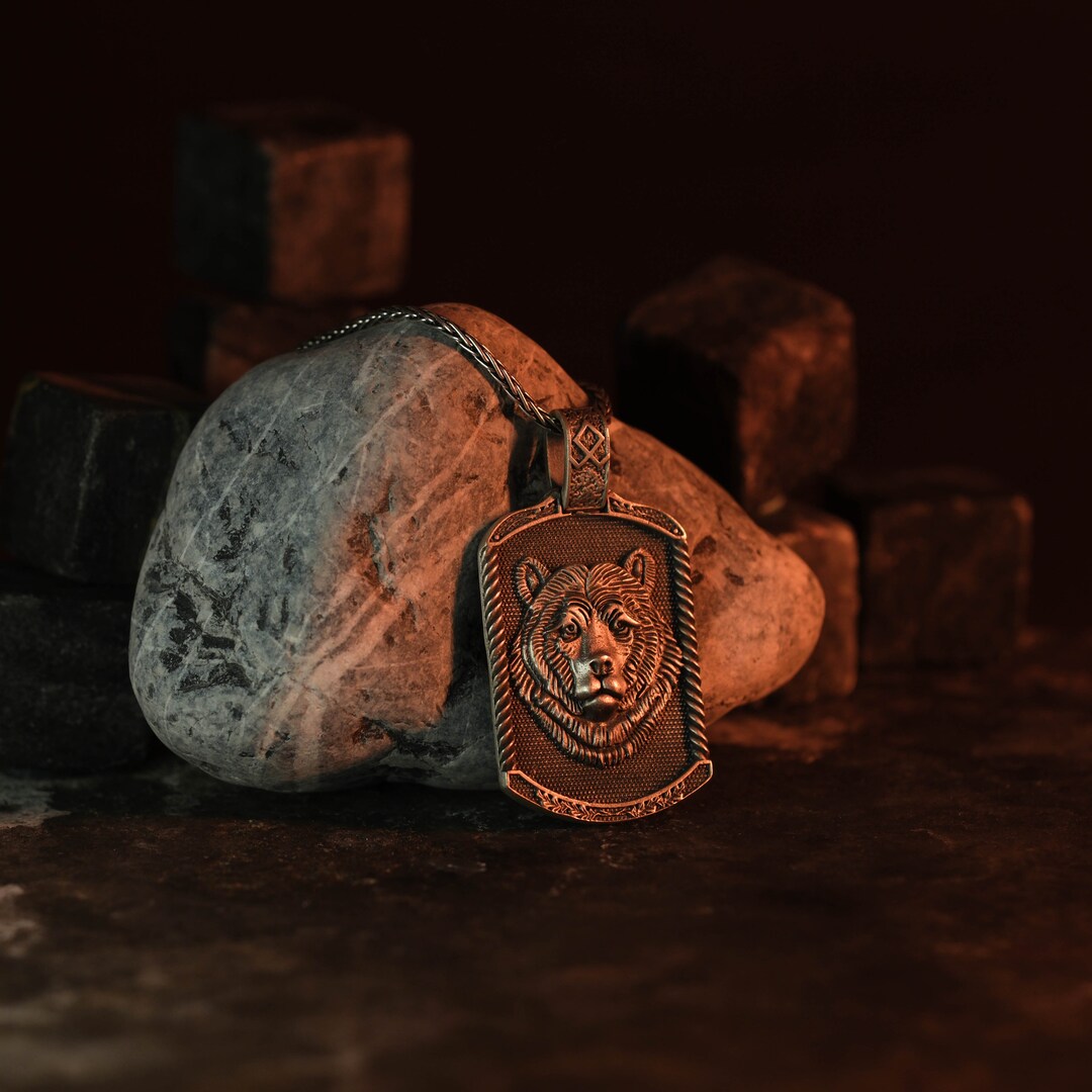 Bear Paw Necklace, Elder Futhark, Othala Rune, Nordic Amulet, Viking ...