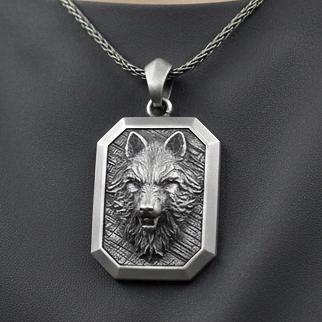 Dire Wolf Necklace for Men⋆sterling Silver Mens Jewelry Wild Alpha Wolf ...