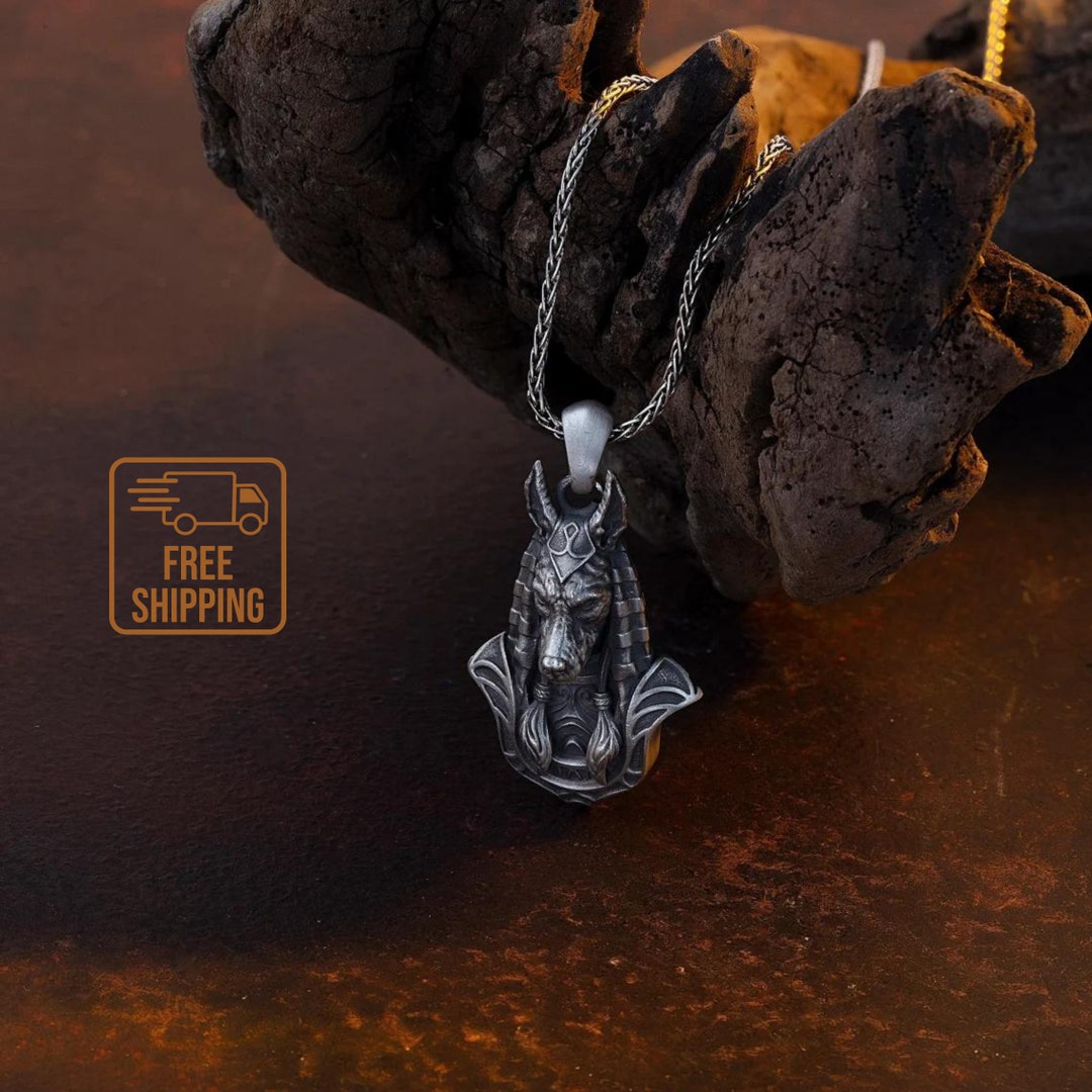 Silver Anubis Pendant | Egyptian Mythology Jewelry for Men | Myth ...