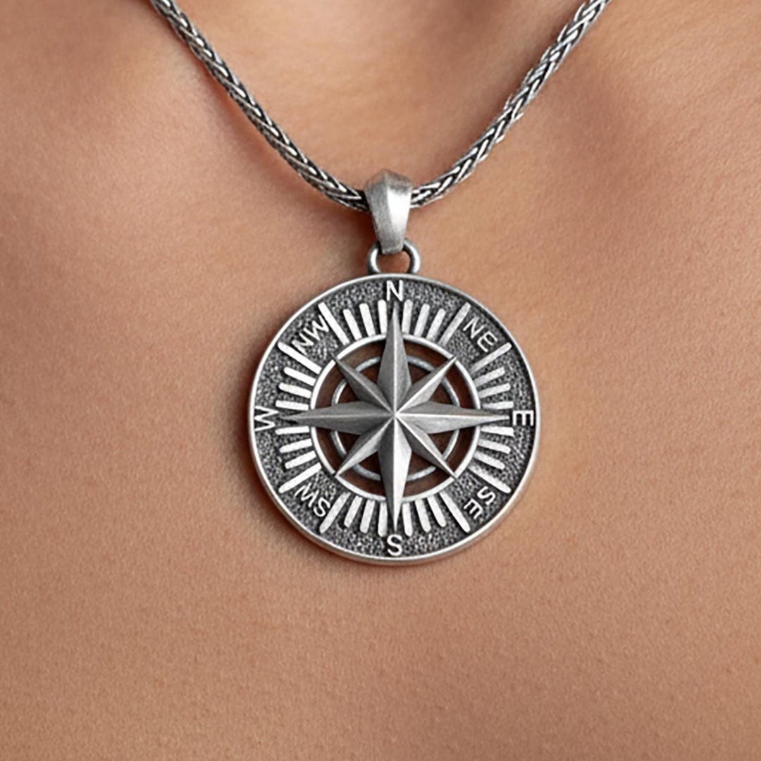 Silver Compass Necklace Dainty Coordinate Necklace for Adventurer ...
